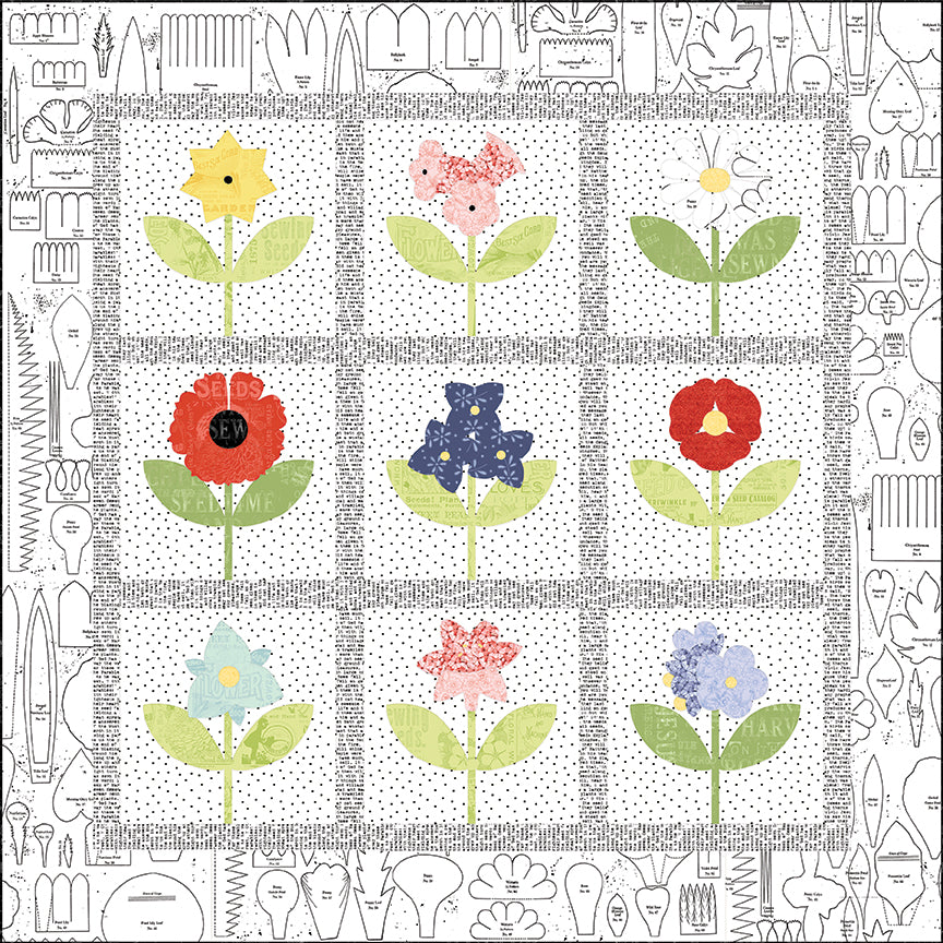 Sewing Seeds III Pillow Sham Panel J Wecker Frisch Riley Blake Designs ...